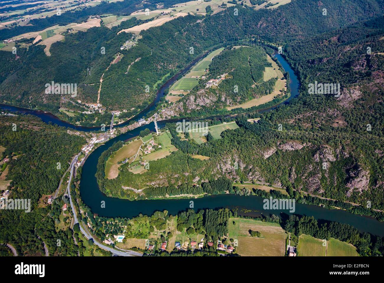 France, Tarn, Ambialet, Tarn river meandre (aerial view Stock Photo - Alamy
