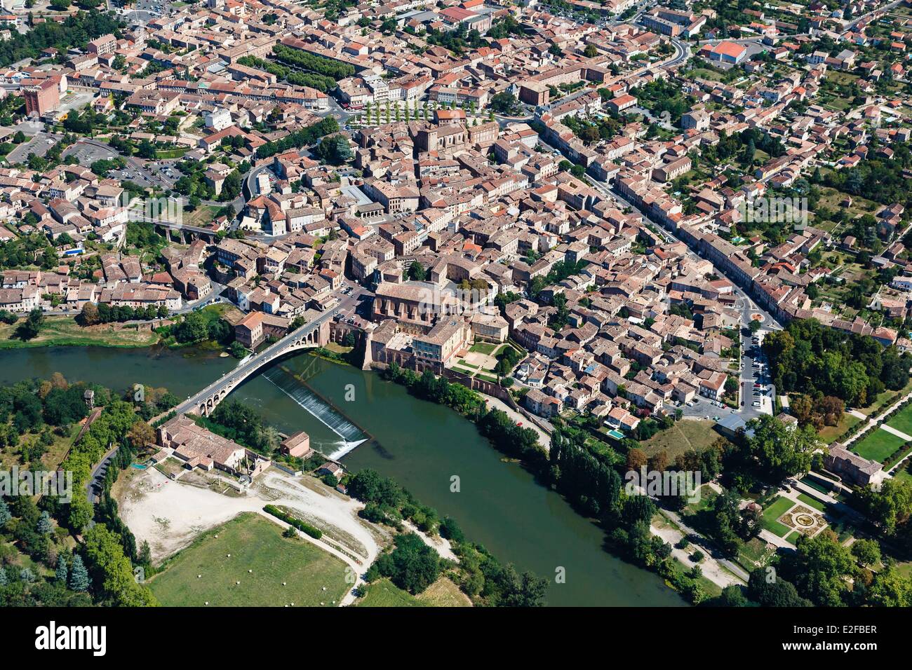 France, Tarn, Gaillac, the town on the Tarn river (aerial view Stock ...
