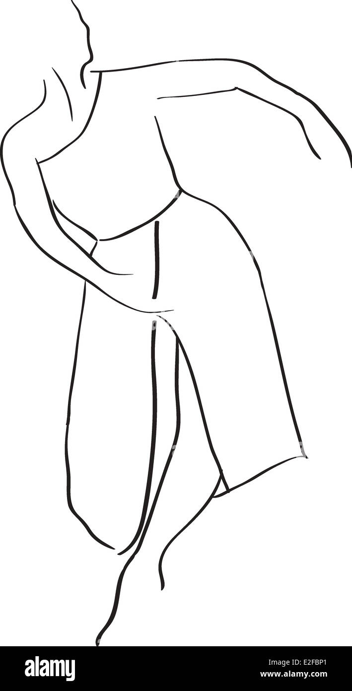 Simple outline vector silhouette dancing girl ballerina Stock Photo - Alamy