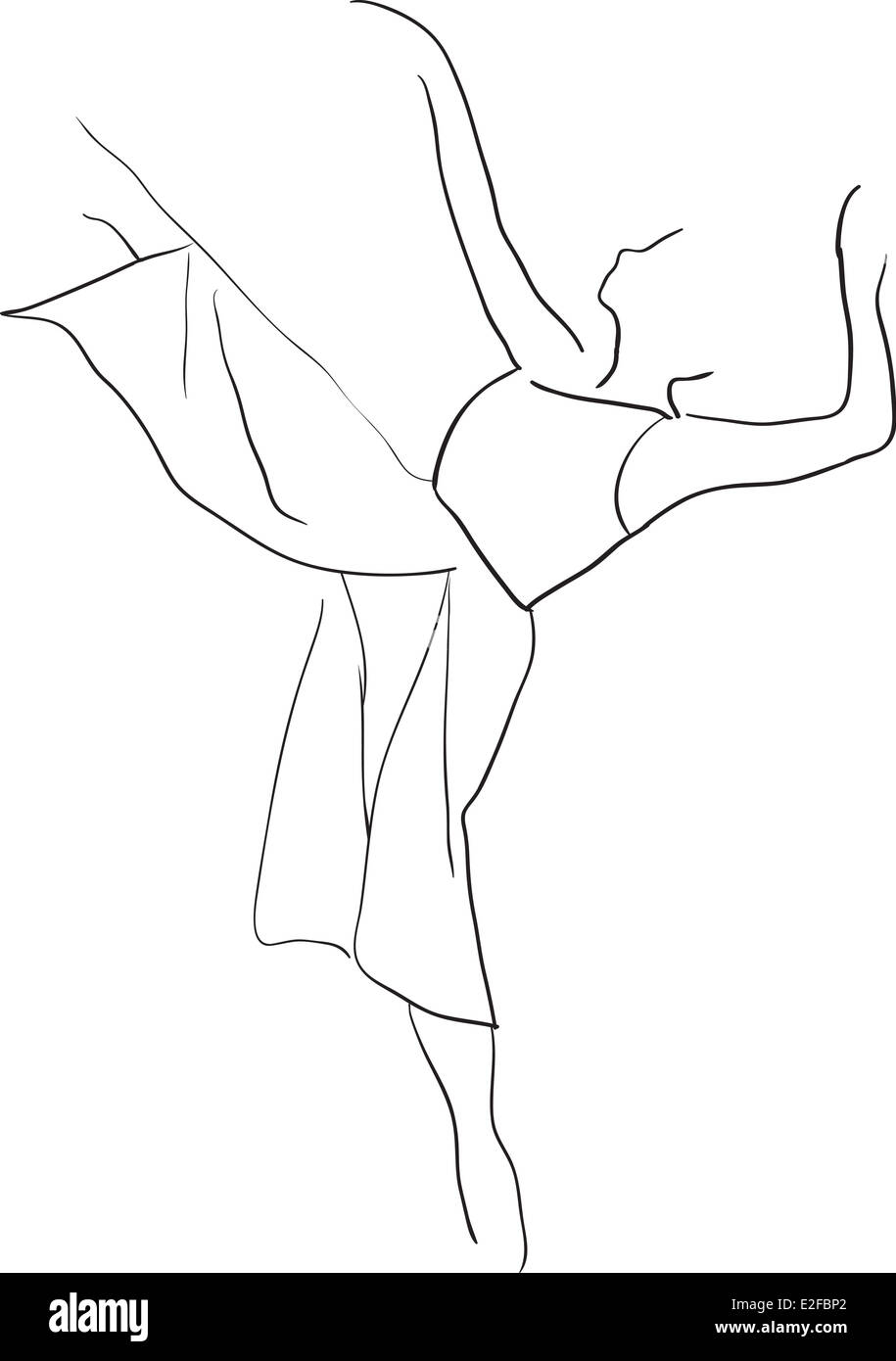 Simple outline vector silhouette dancing girl ballerina Stock Photo - Alamy