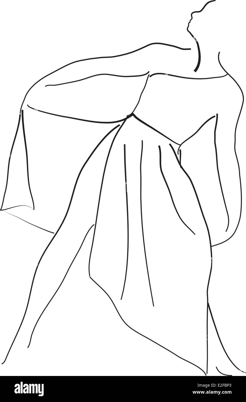 Simple outline vector silhouette dancing girl ballerina Stock Photo - Alamy