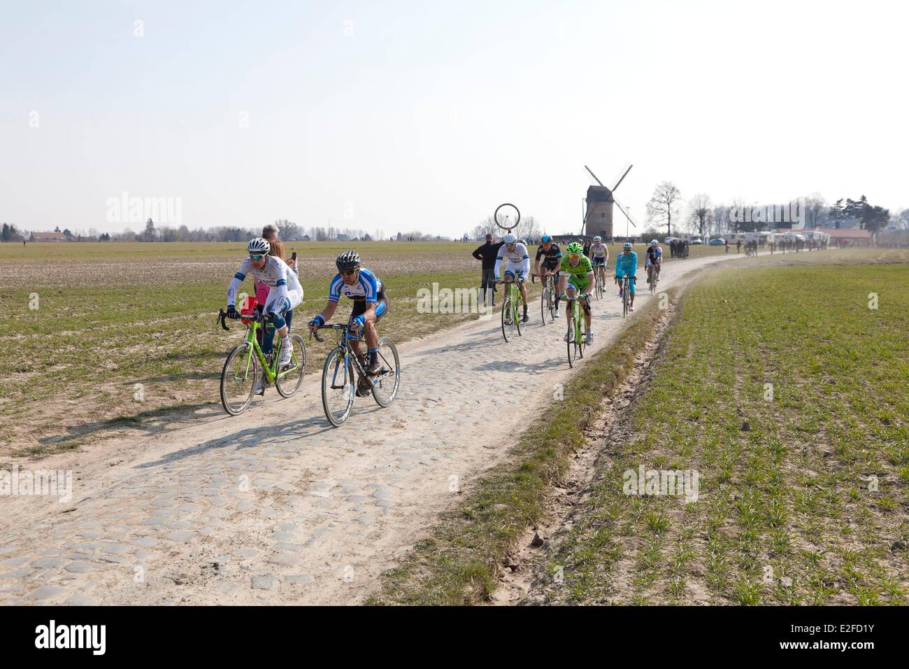 France, Nord, Templeuve, Paris Roubaix cycling race, passing on the ...