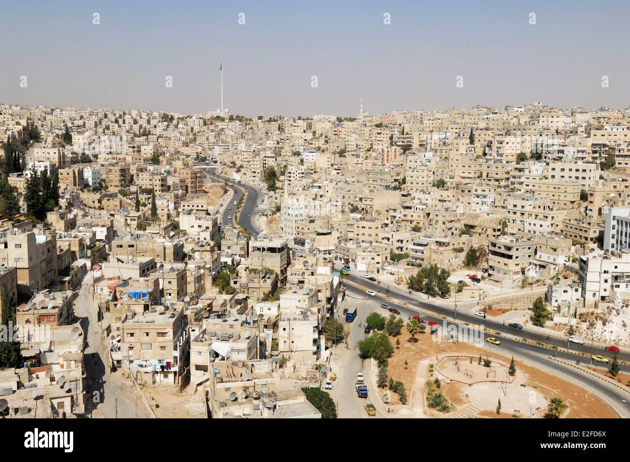 Jordan, Amman Governorate, Amman, view of the city from the Citadel ...