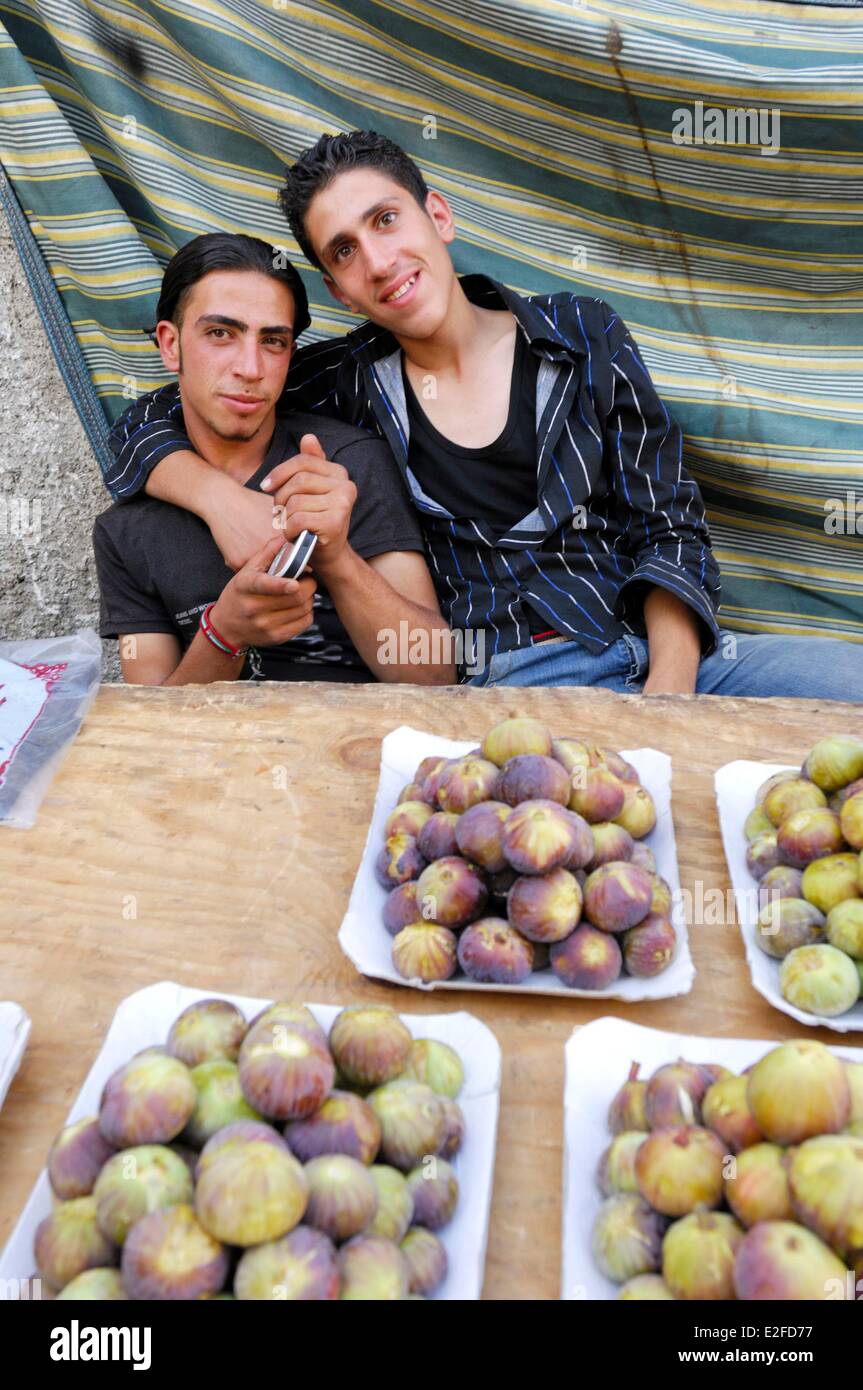 Jordan, Amman Governorate, Amman, market with fruit and vegetables ...
