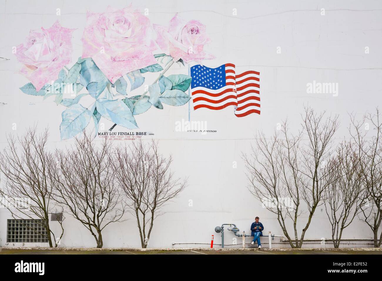 United States, Oregon, Portland, painted on the theme of the rose ...