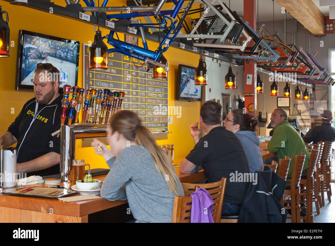 United States Oregon Portland Hopworks BikeBar bar where locally brewed ...