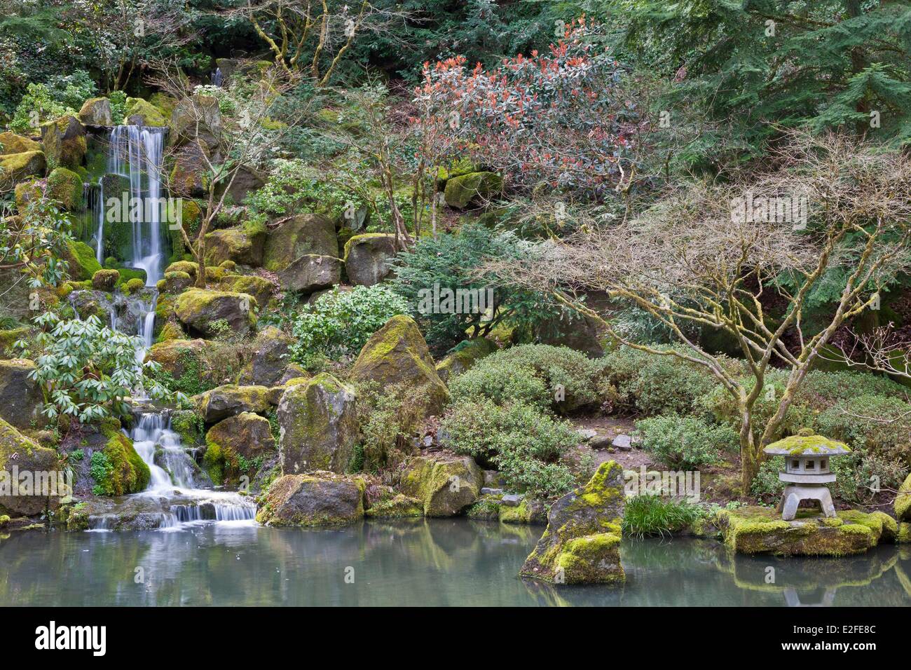 United States, Oregon, Portland, Washington Park, Japanese garden ...