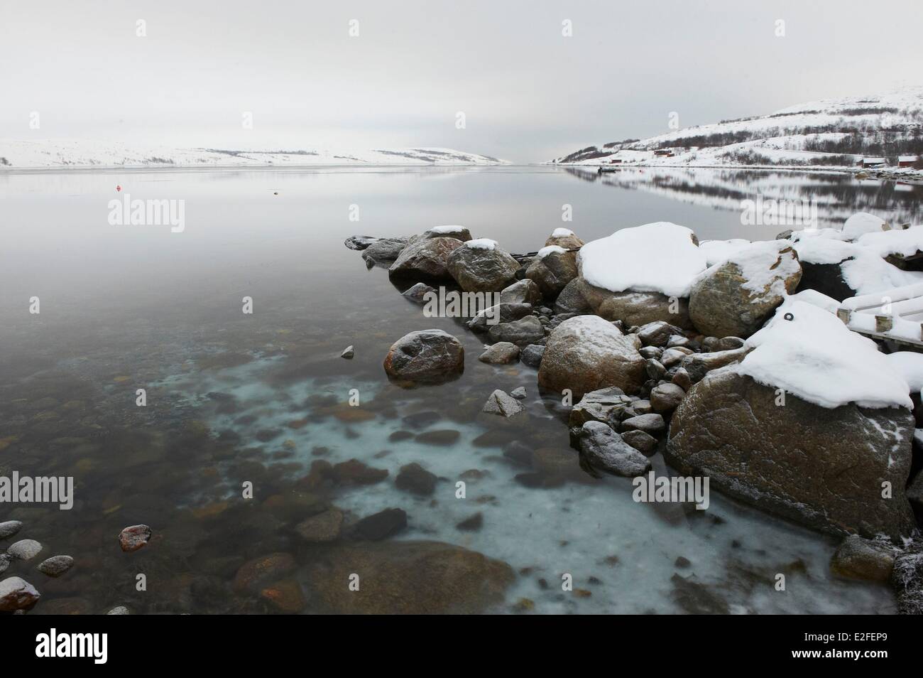 Norway, Finnmark County, Varanger peninsula, Winter, february, polar ...
