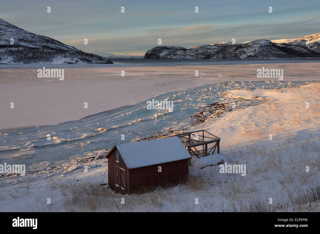 Norway, Finnmark County, Varanger peninsula, Winter, polar night Stock ...