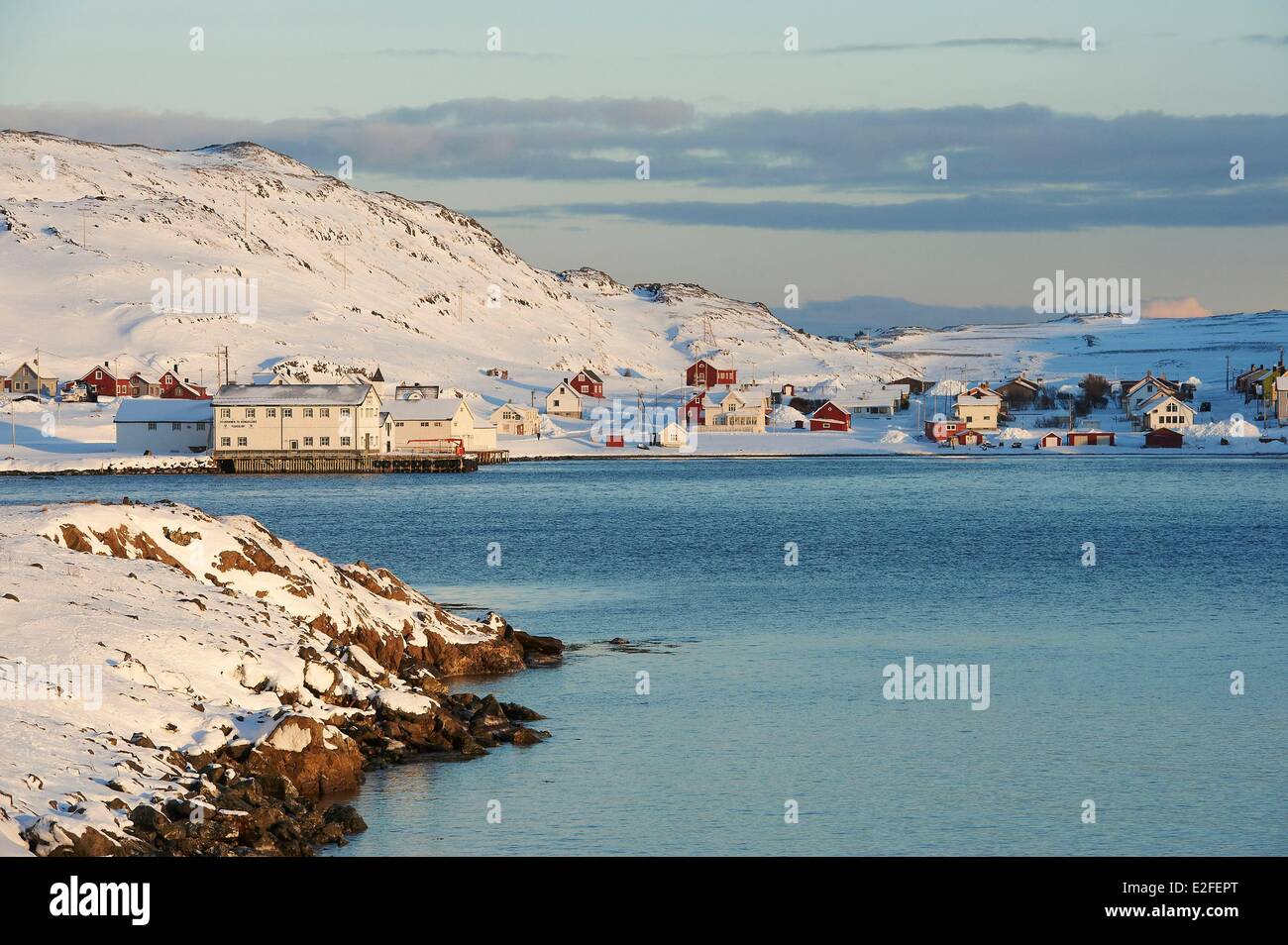 Norway, Finnmark County, Varanger peninsula, Winter, polar night ...