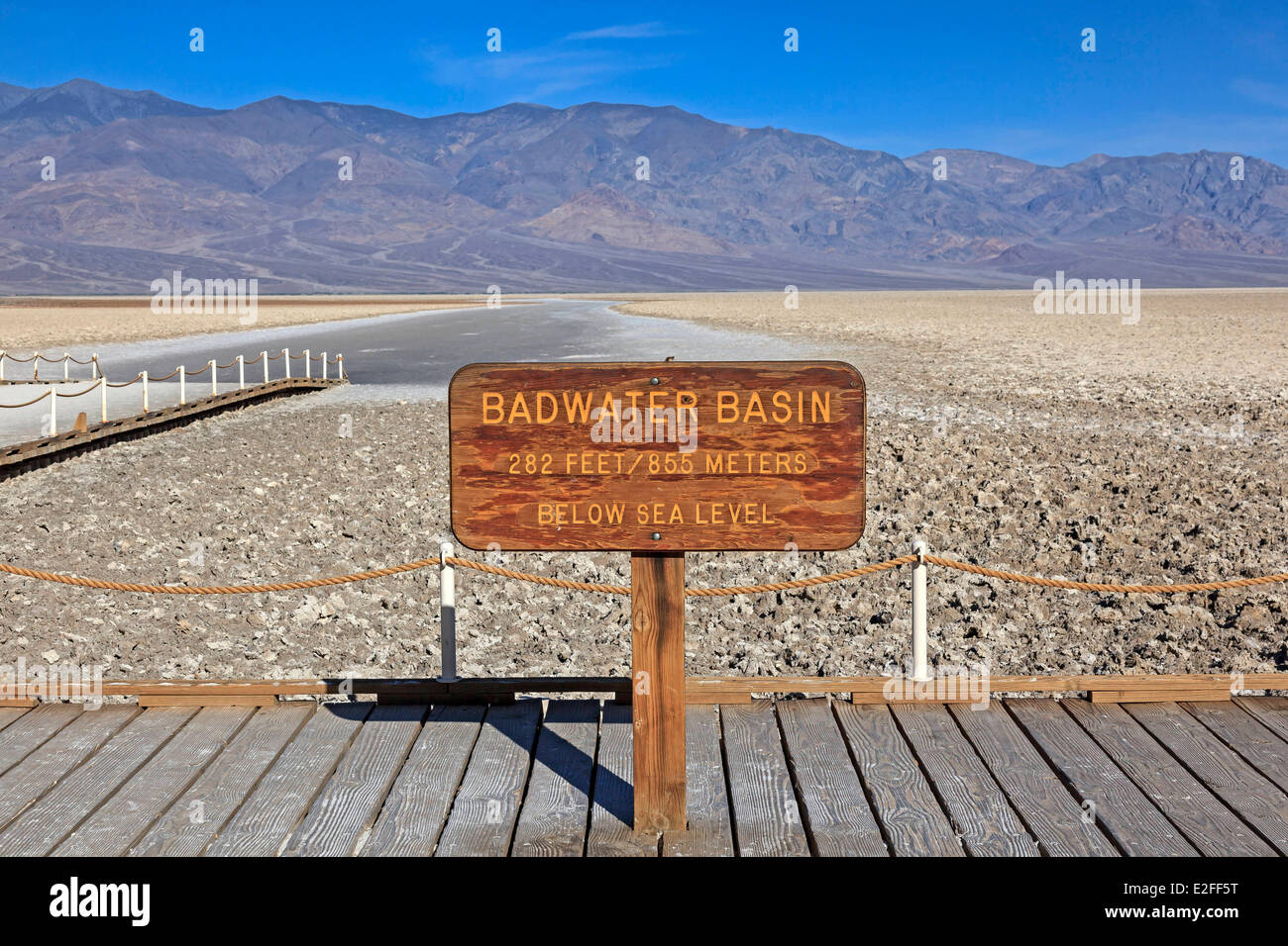 United States California Death Valley National Park elevation sign at ...