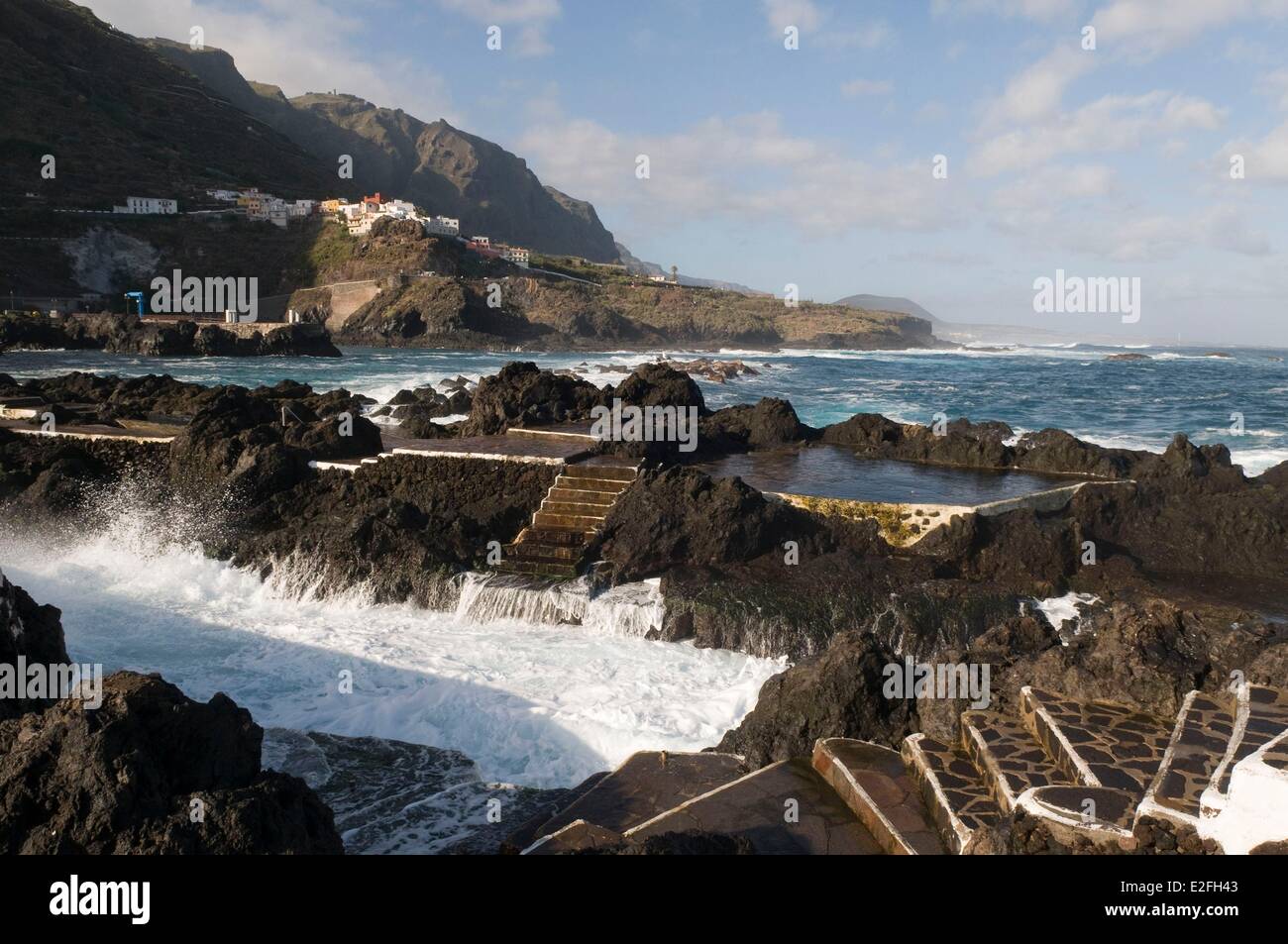 Spain, Canary Islands, Tenerife Island, Garachico, seawater pools Stock ...