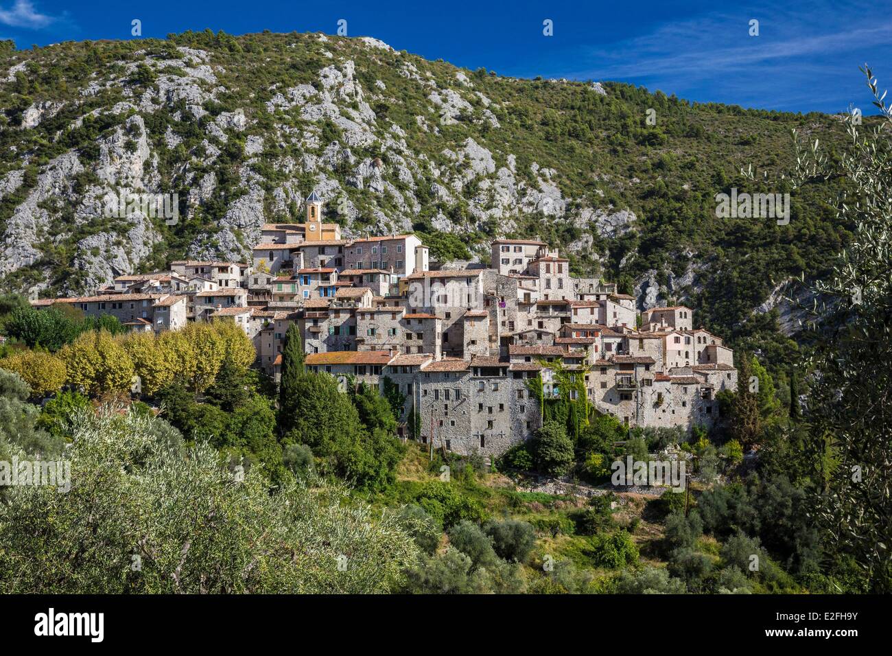 France, Alpes Maritimes, perched village of Peillon in Nice Hinterland ...