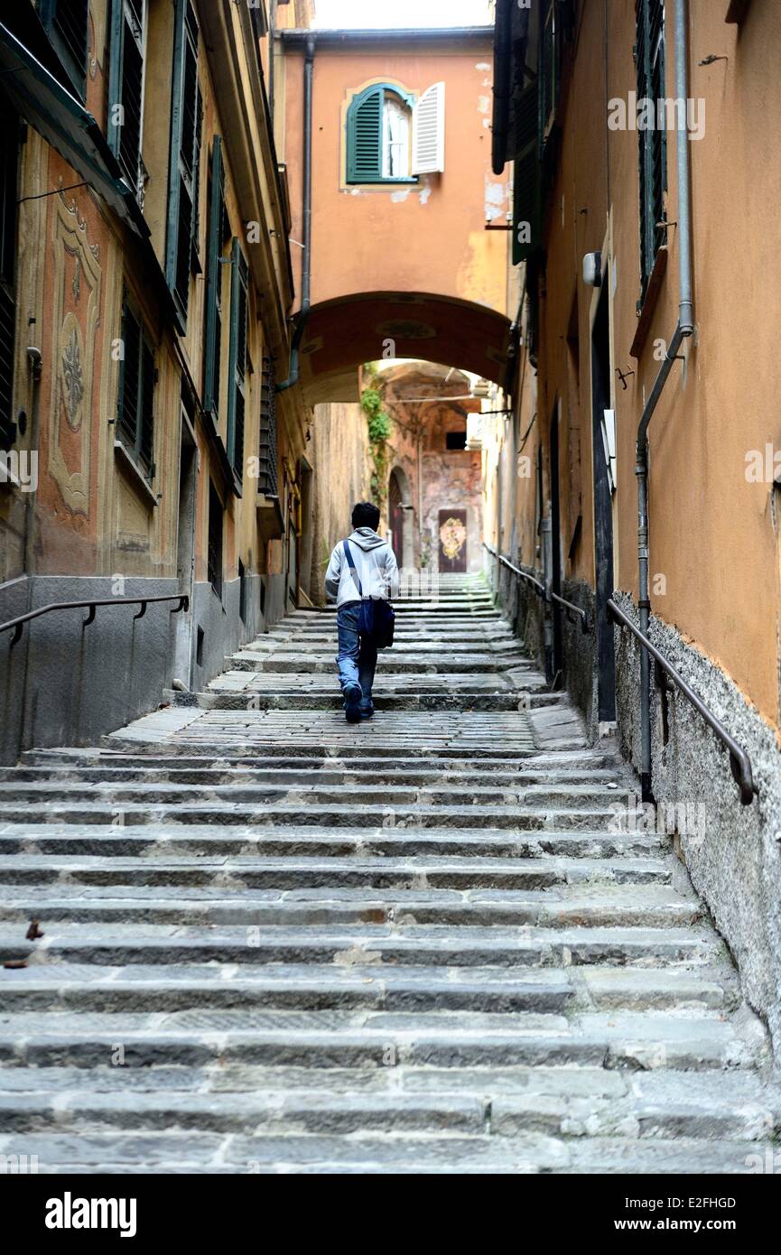 Italy, Liguria, Genoa, street of historical center Stock Photo - Alamy
