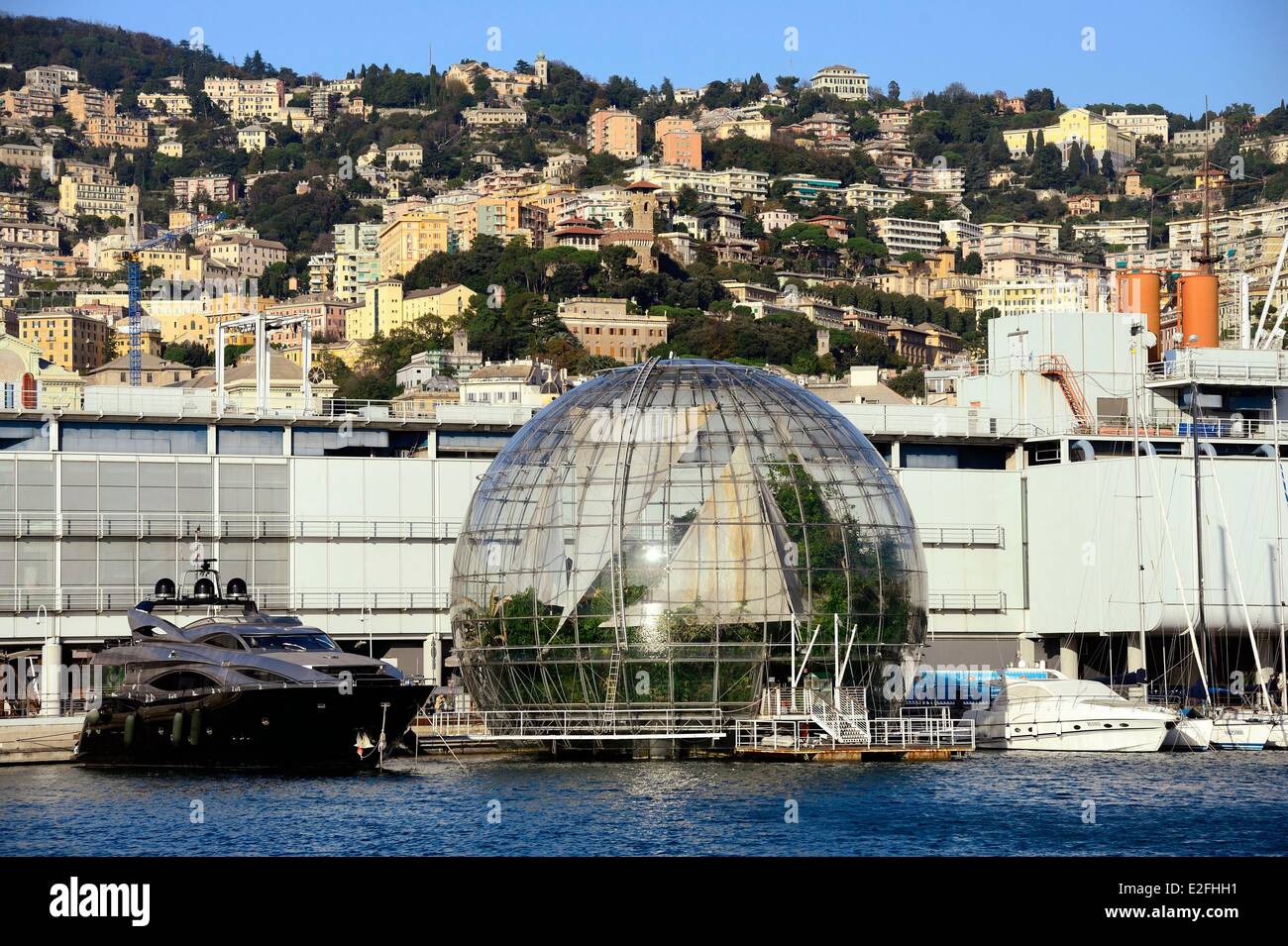 Italy, Liguria, Genoa, Porto Antico, Biosfera by Renzo Piano Stock ...
