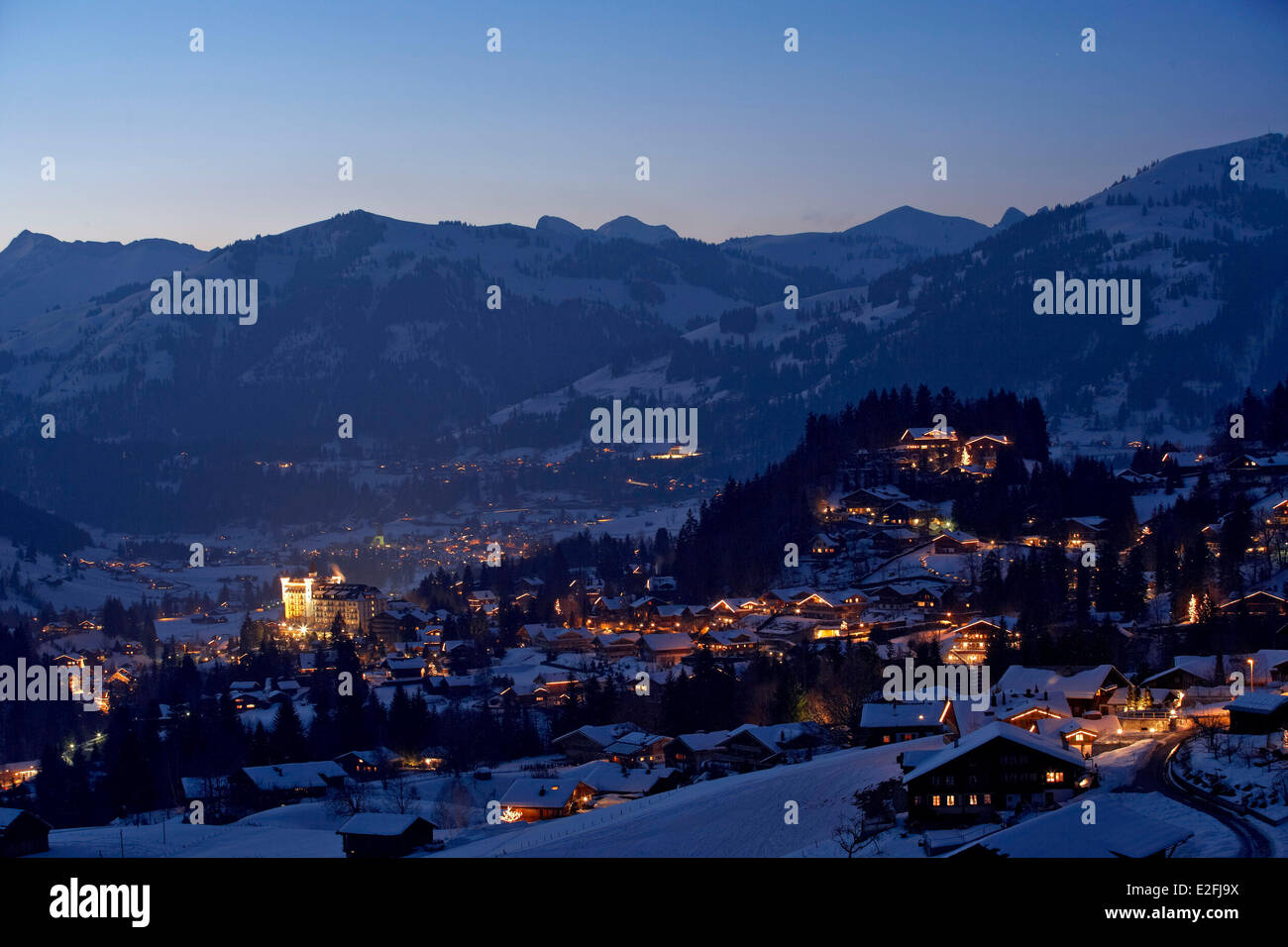 Ski village gstaad and night hi-res stock photography and images - Alamy