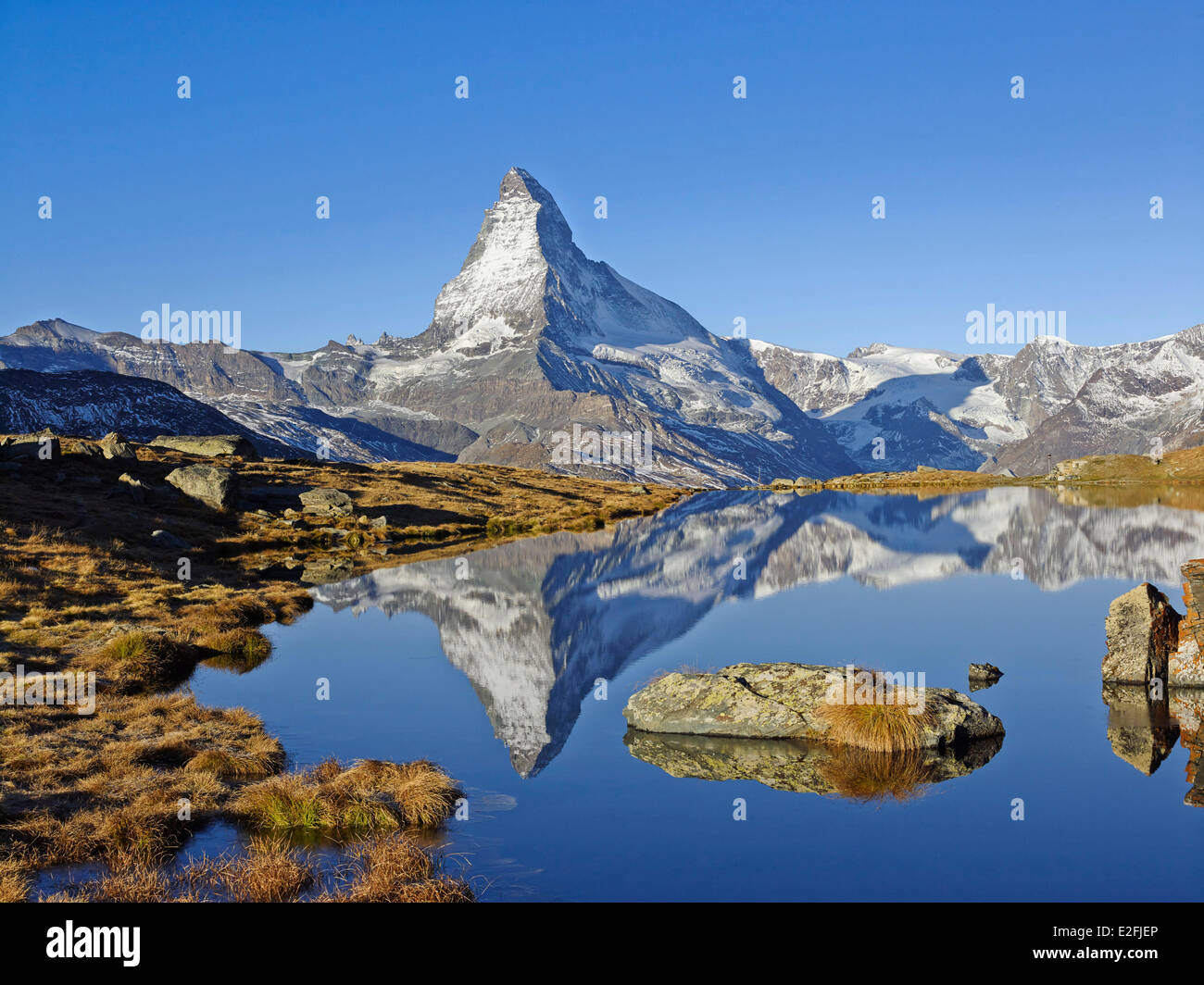 Switzerland, Canton of Valais, Zermatt, Matterhorn (4478m) from ...