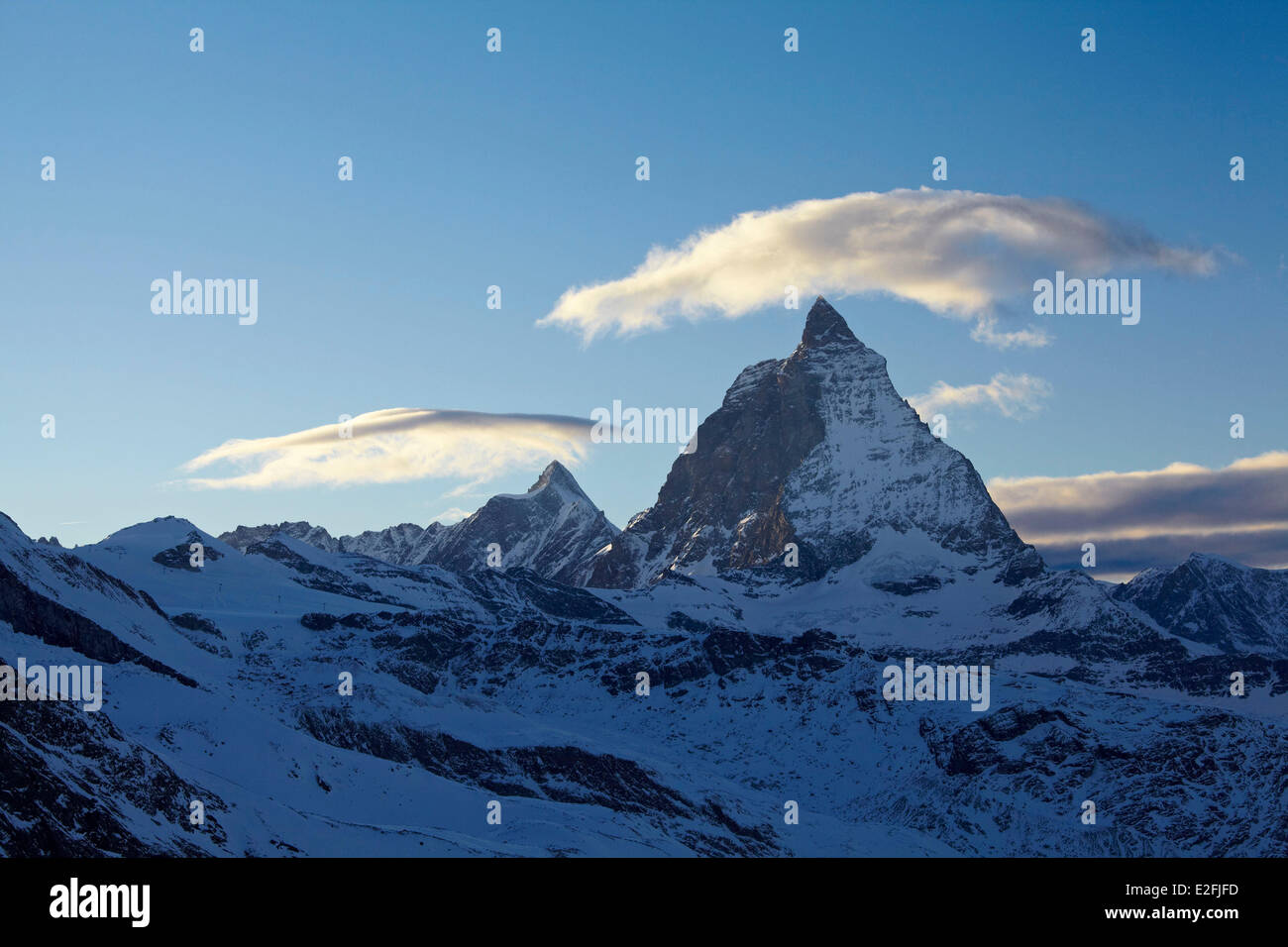 Switzerland, Canton of Valais, Zermatt, Matterhorn (4478m) from Monte ...