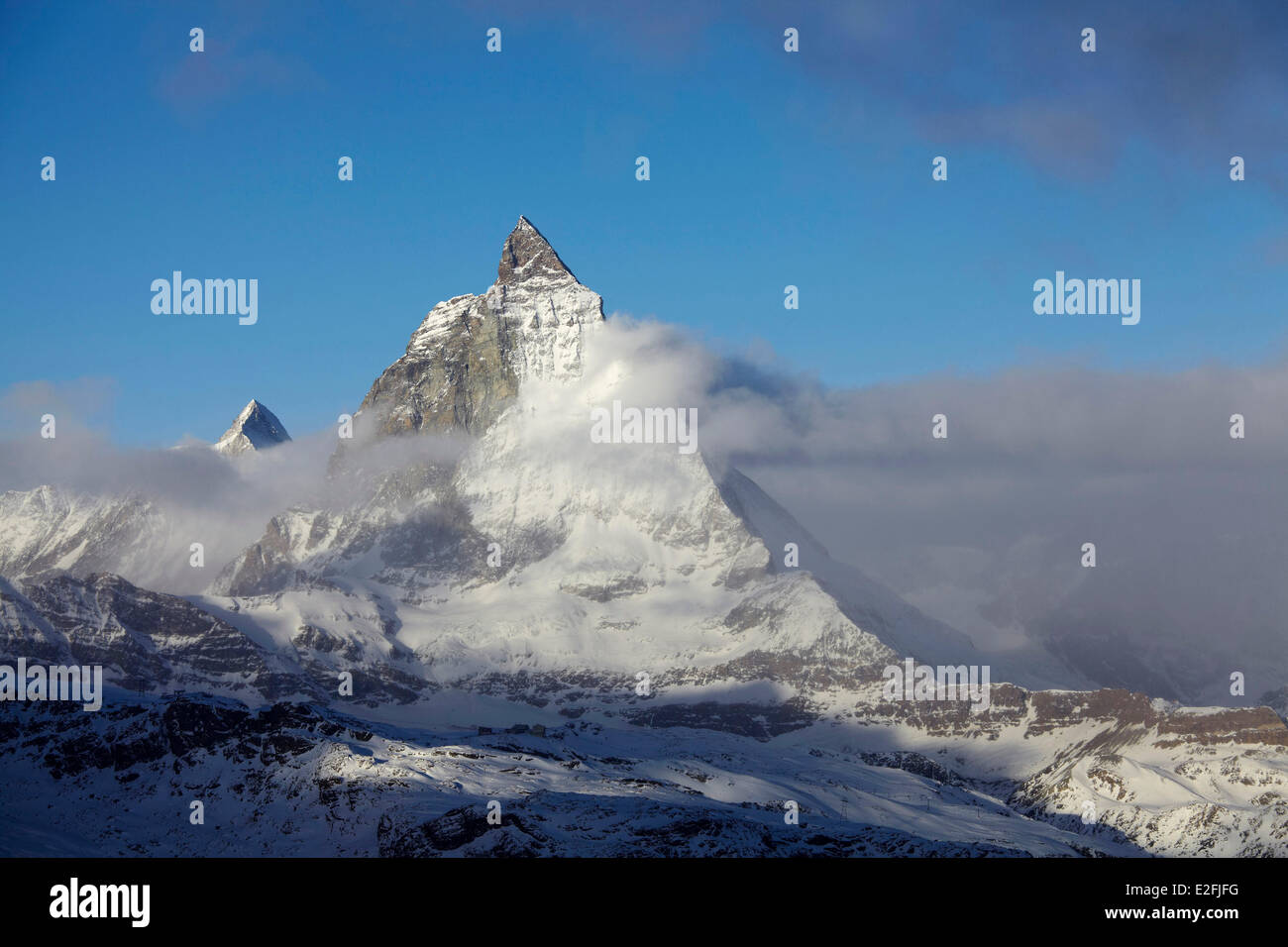 Switzerland, Canton of Valais, Zermatt, Matterhorn (4478m) from Monte ...