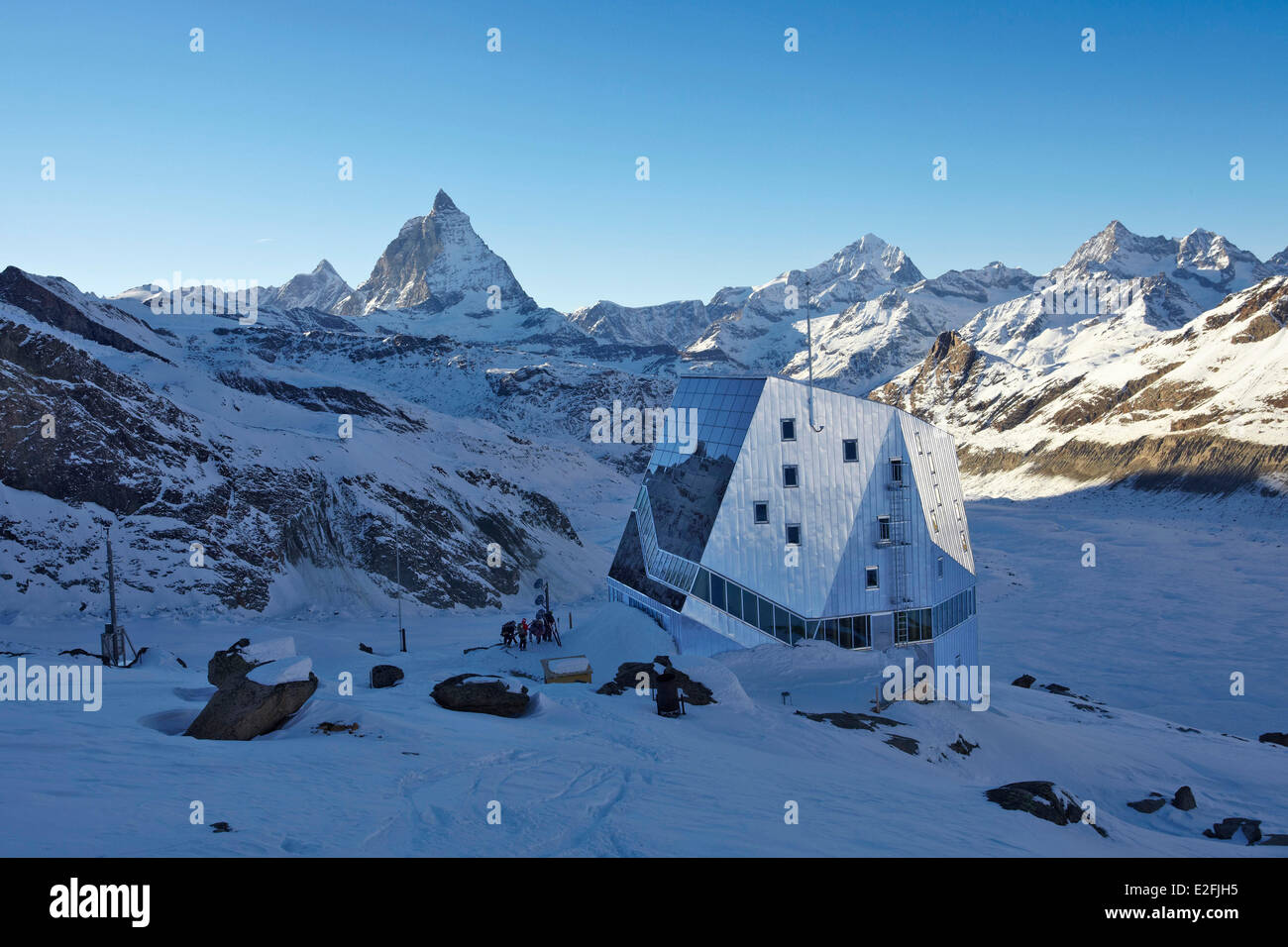 Switzerland, Canton of Valais, Zermatt, Matterhorn (4478m) and Monte ...