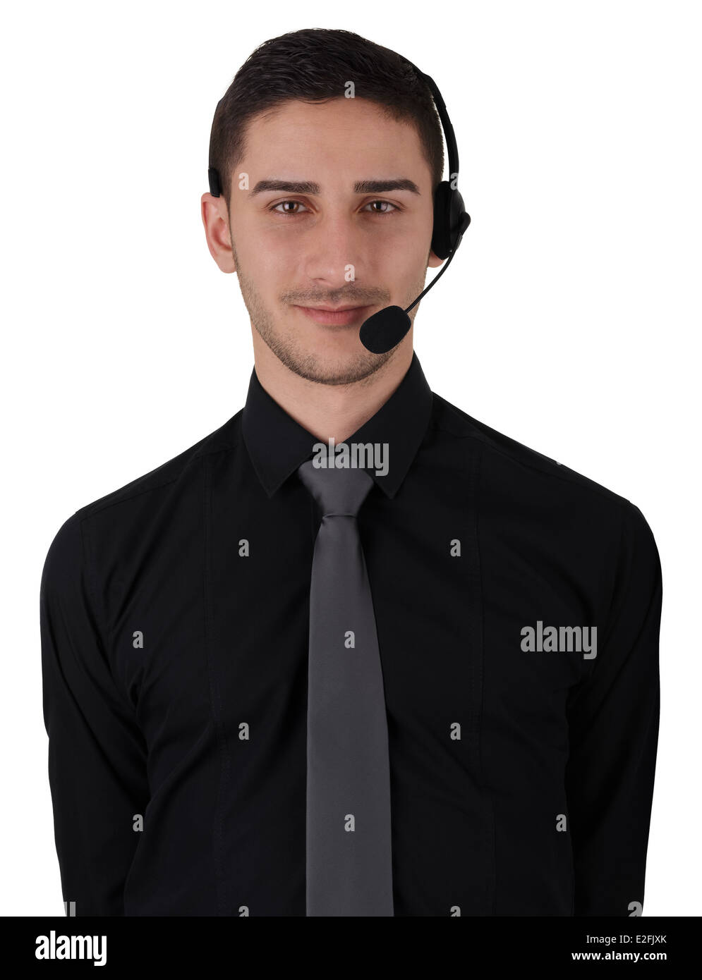 Call Center Man with Headset Isolated on White Stock Photo - Alamy