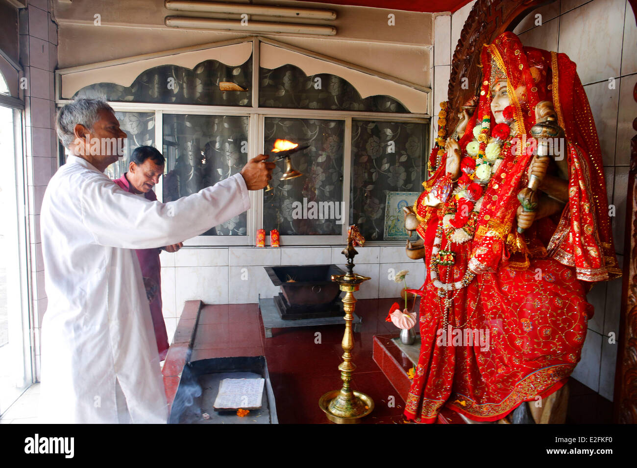 Mauritius Grand Bassin Lake and hinduist temples pandit (priest) at ...