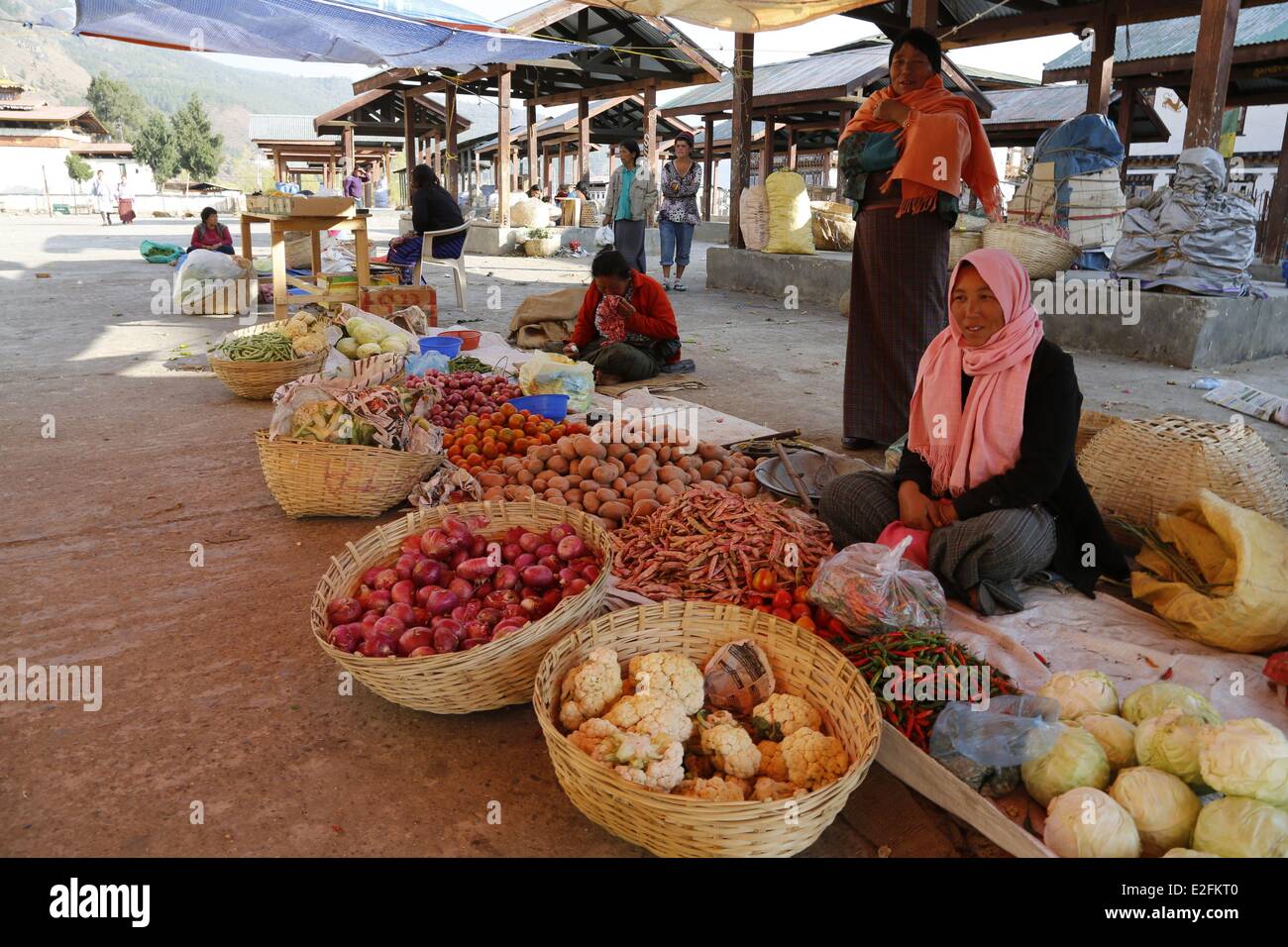 Bhutan district of Paro Paro vegetables stall at the market Stock Photo ...
