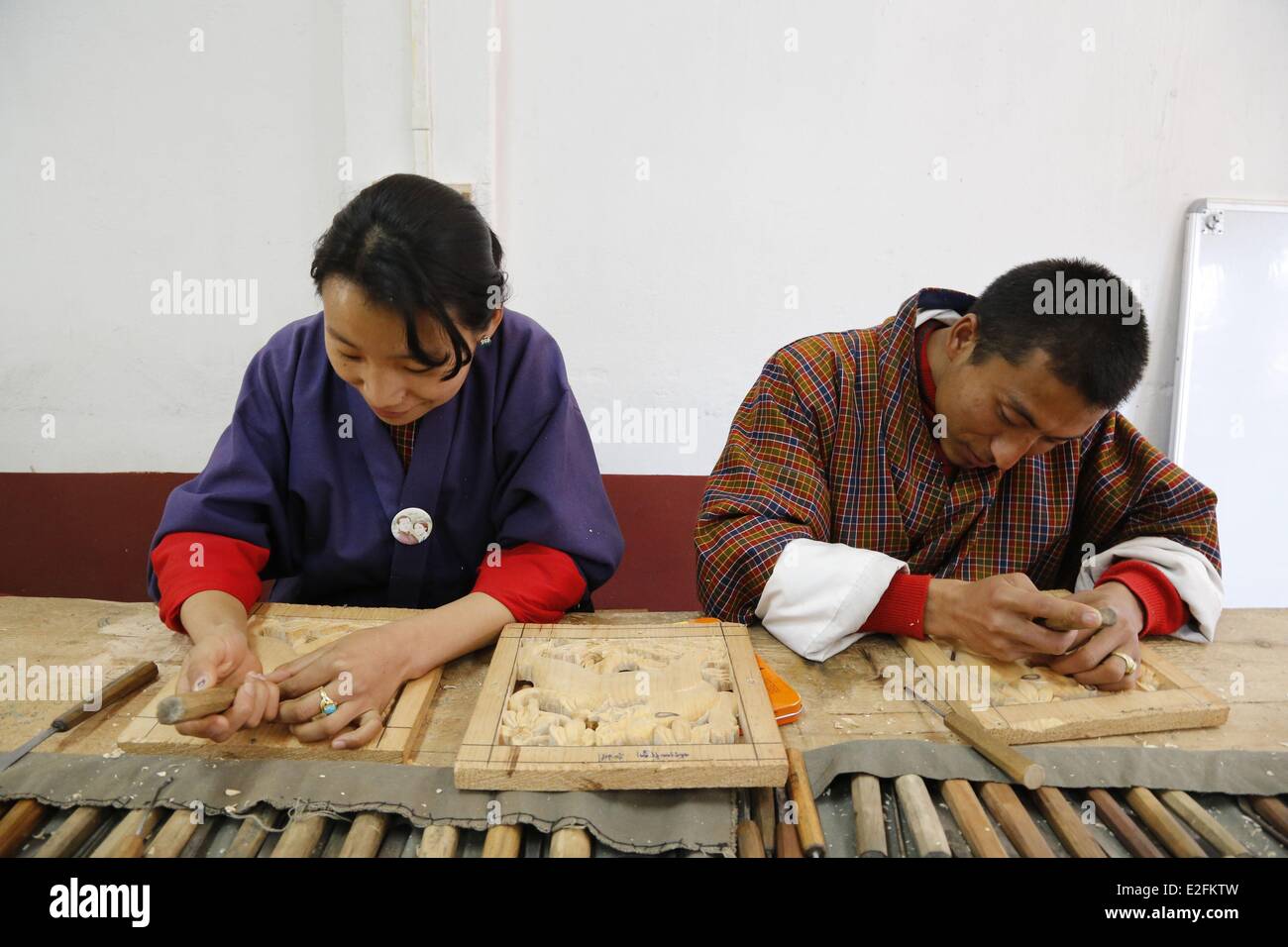 Bhutan Thimphu Zorig Chusum school of traditional arts wood carving ...