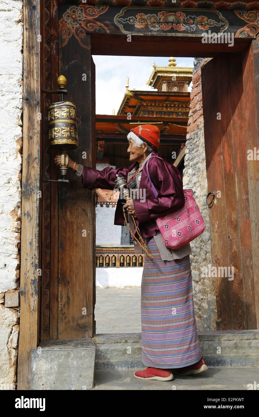 Bhutan Thimphu Changangkha Monastery prayers wheels Stock Photo - Alamy