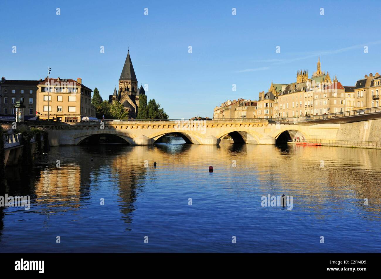 /France Moselle Metz the Moyen bridge the banks of the Moselle river ...