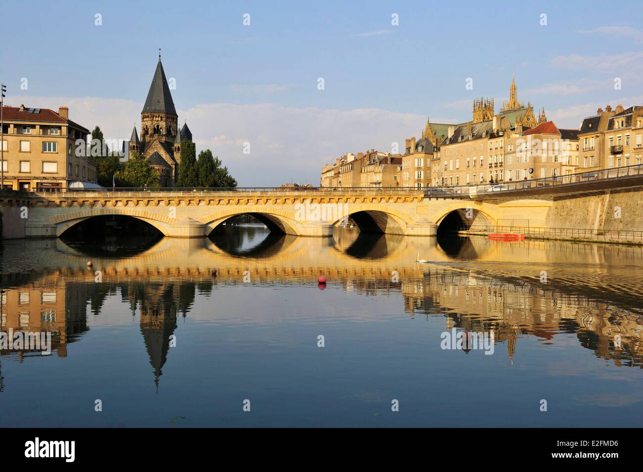 /France Moselle Metz the Moyen bridge the banks of the Moselle river ...