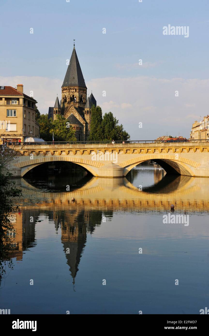 /France Moselle Metz the Moyen bridge the banks of the Moselle river ...