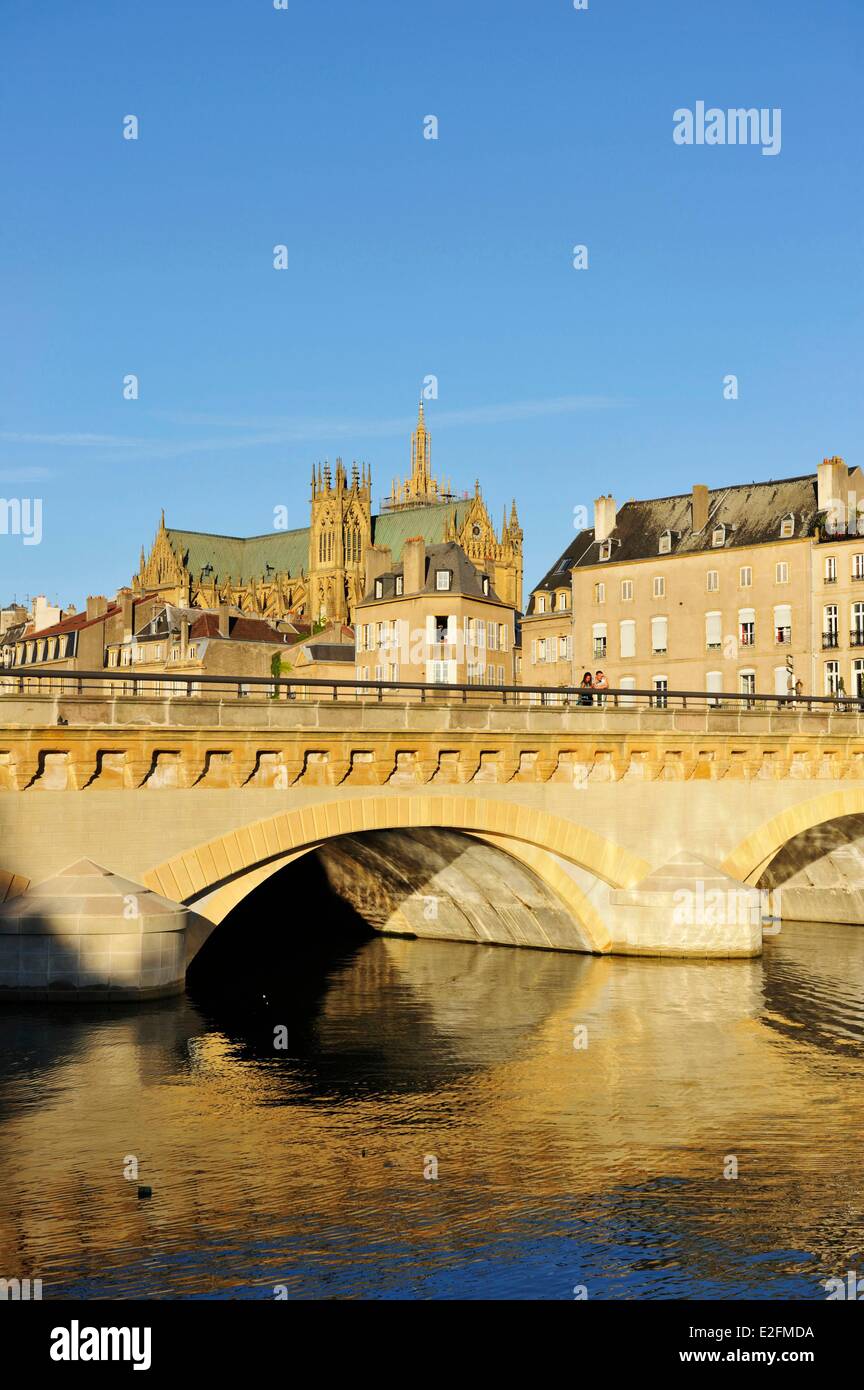 /France Moselle Metz the Moyen bridge the banks of the Moselle river ...