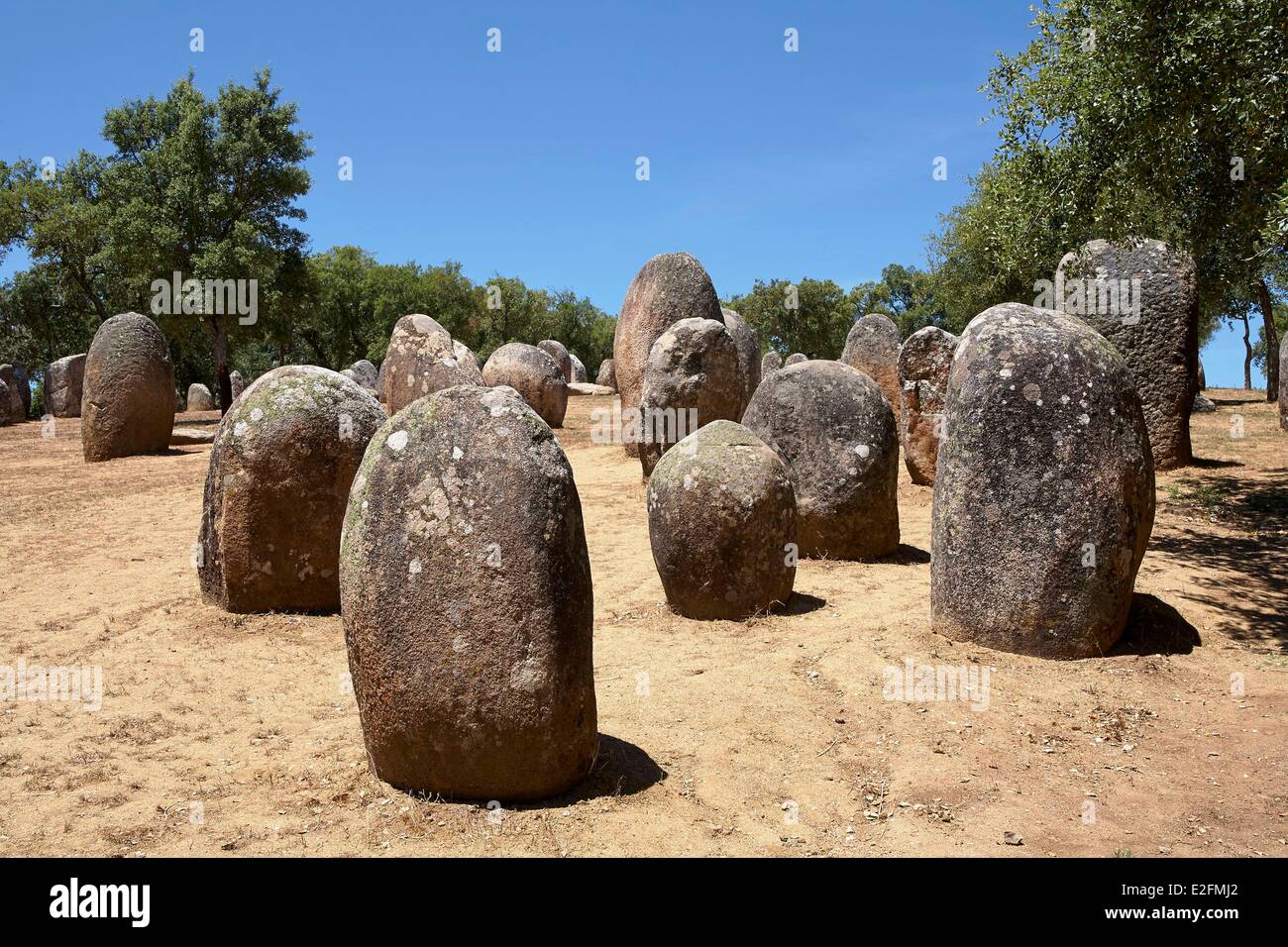 Portugal Alentejo Evora Cromlech of the Almendres megalithic complex ...