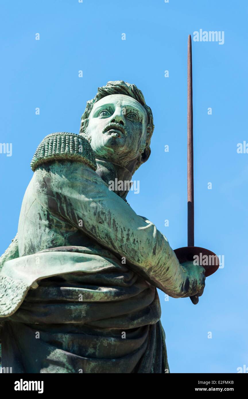 France Loire Feurs in the Forez plain Michel Combe statue on the town ...