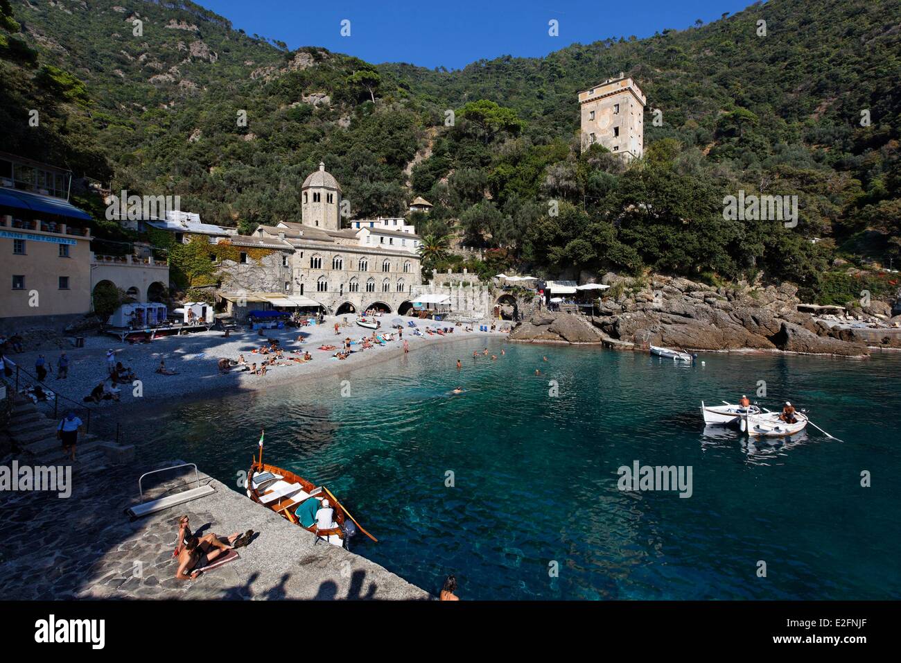 Italy Liguria Natural Park of Portofino Camogli Fruttuoso bay San ...