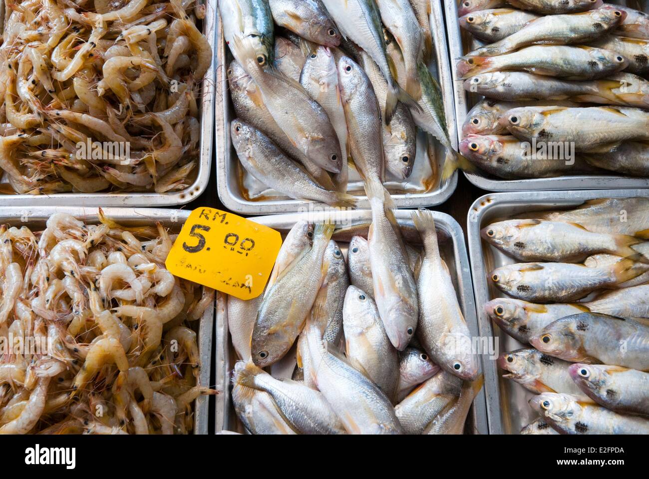 Malaysia Malaysian Borneo Sarawak State Kuching Fresh fish Food Market ...