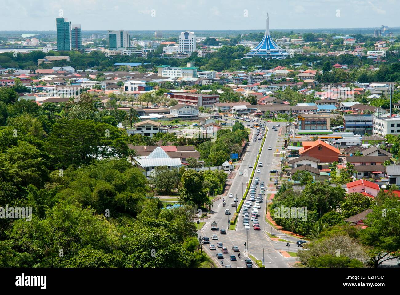 Malaysia Malaysian Borneo Sarawak State Kuching view of the city Stock ...