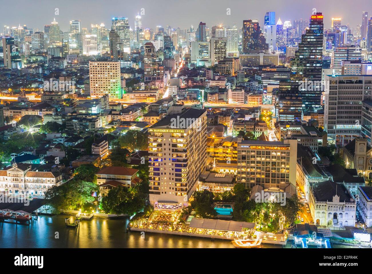 Thailand Bangkok banks of the Chao Phraya river view from the Peninsula ...
