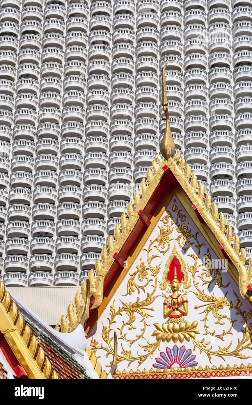 Thailand Bangkok Bang Rak district Buddhist temple Wat Suan Plu with ...
