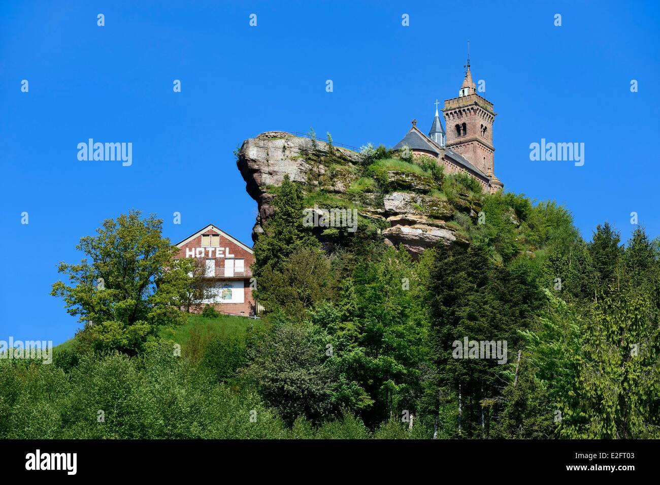France Bas Rhin Moselle Dabo Rock bell tower of the Saint Leon chapel ...