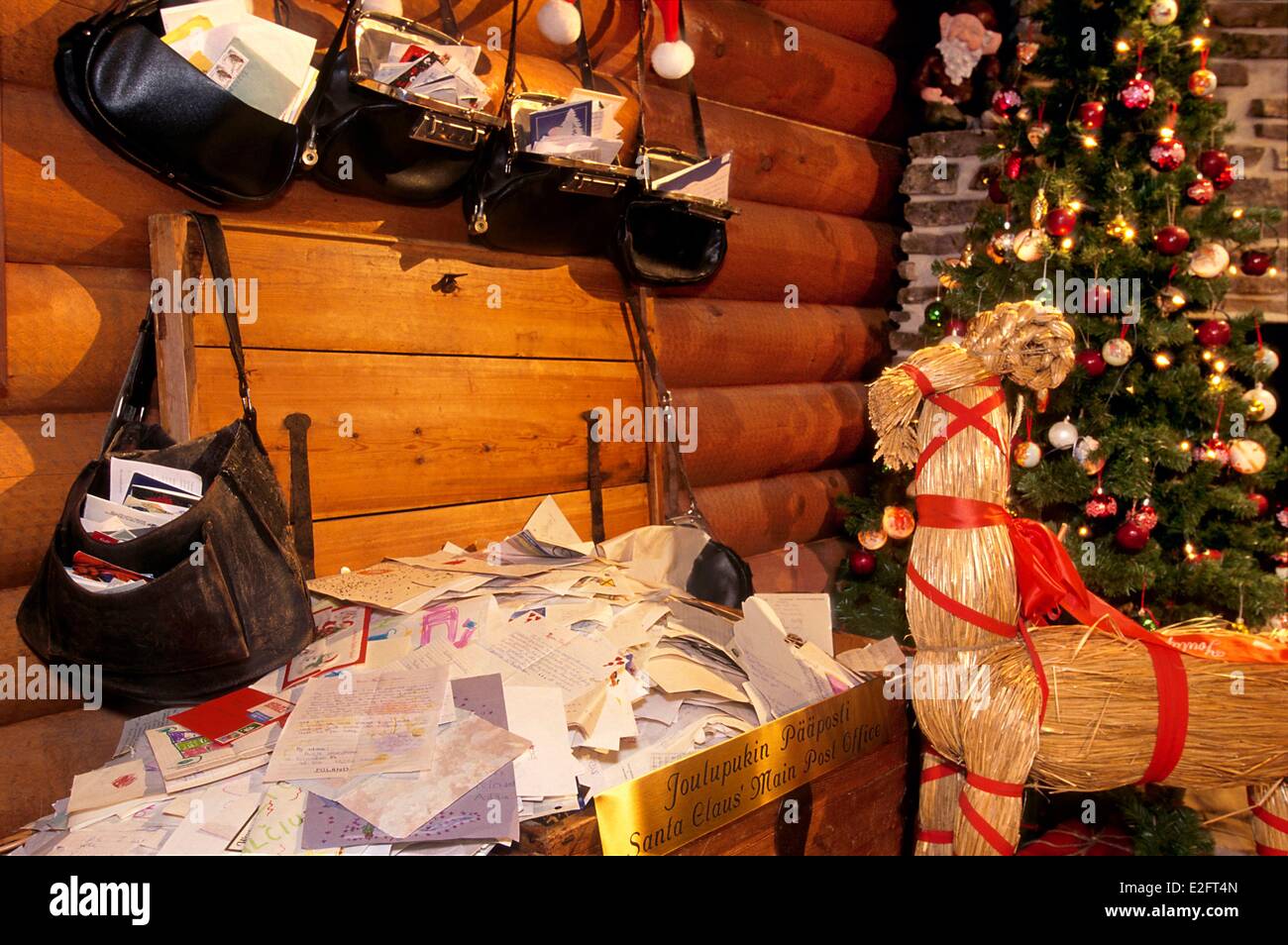 Finland Lapland Rovaniemi Santa Claus' village chest full of letters ...