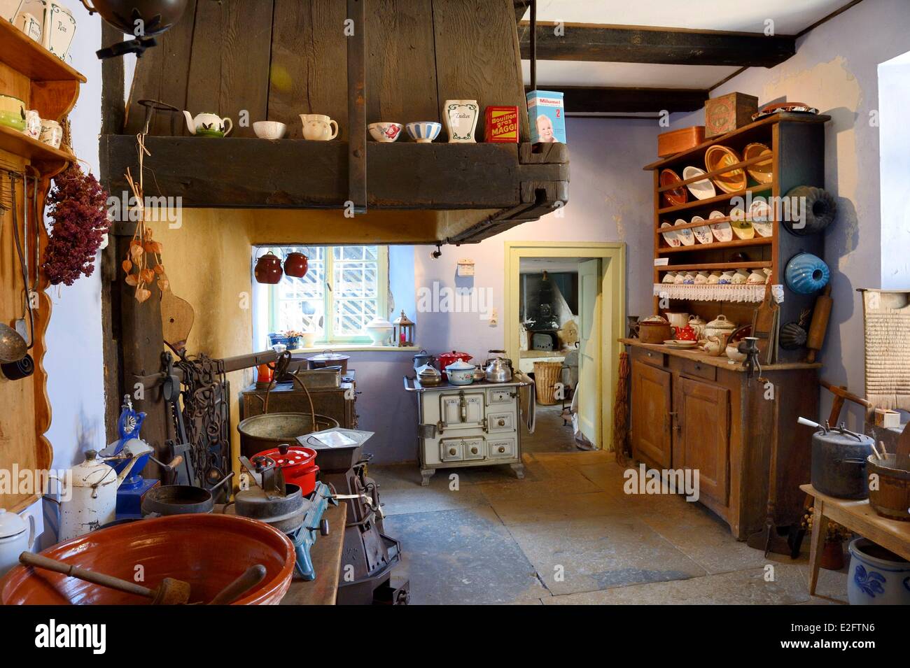 France Haut Rhin Sundgau Oltingue the Peasant Museum the kitchen Stock ...
