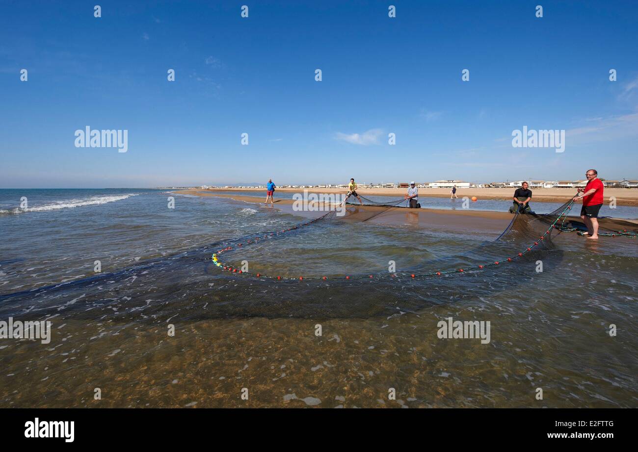 France Aude Gruissan the Caluche gruissanaise traditional fishing beach ...