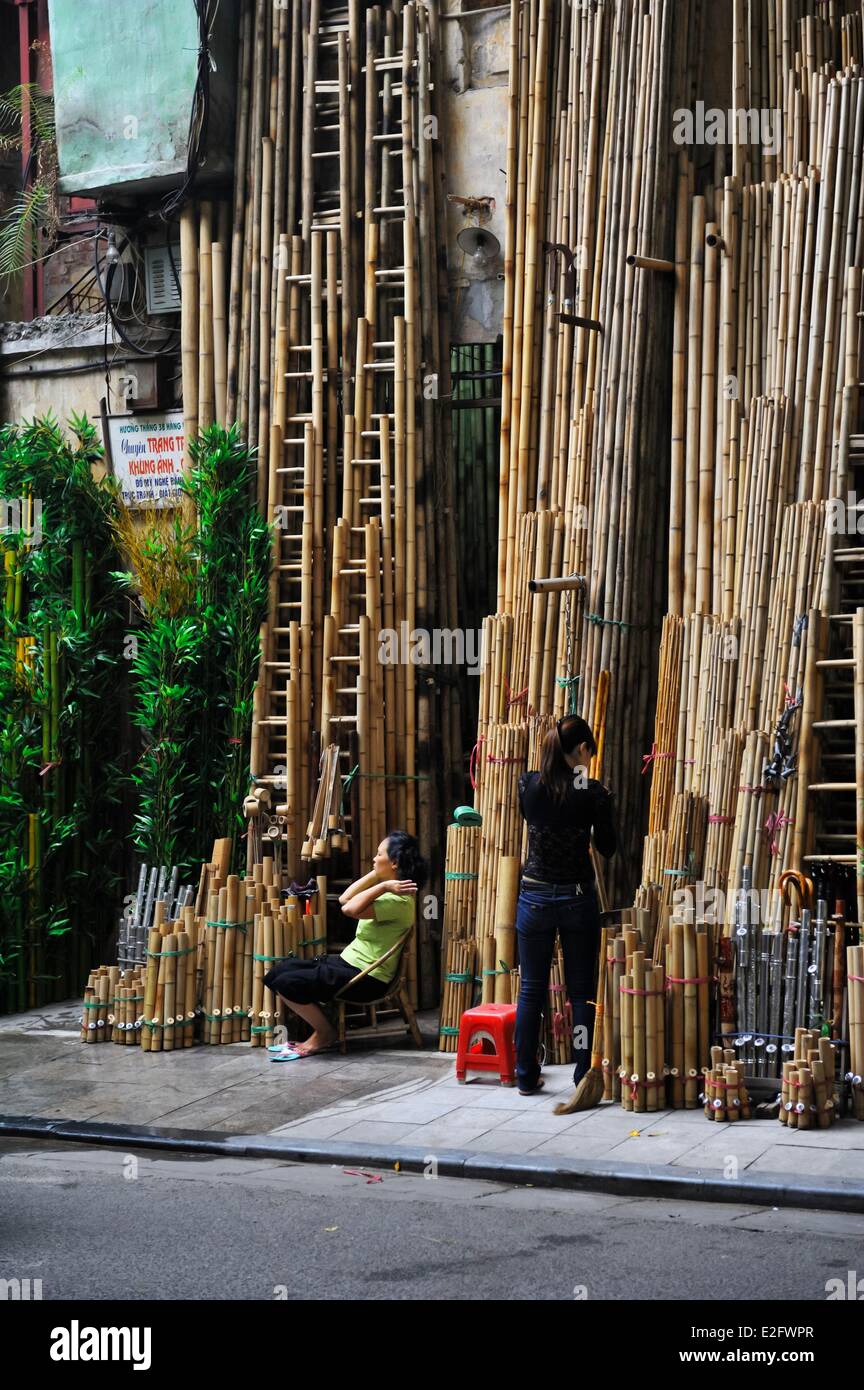 Vietnam Hanoi old city bamboo shop Stock Photo - Alamy