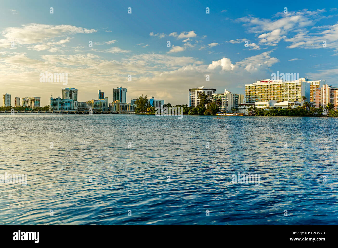 El Condado Lagoon and skyline, El Condado, San Juan, Puerto Rico Stock ...
