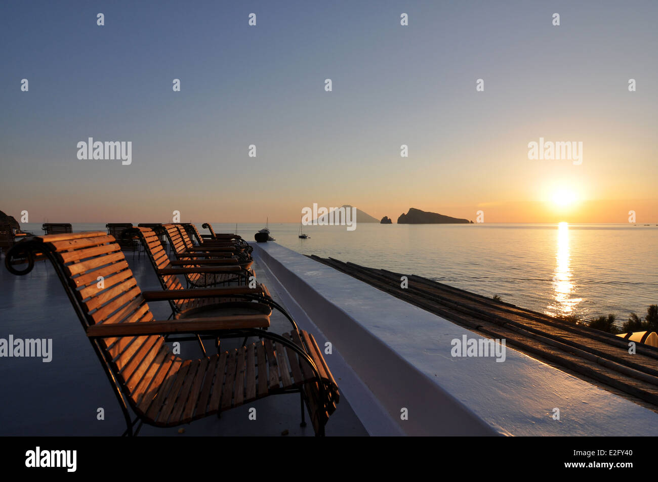 Panarea sunrise on Raya Hotel terrace with Stromboli in the background ...