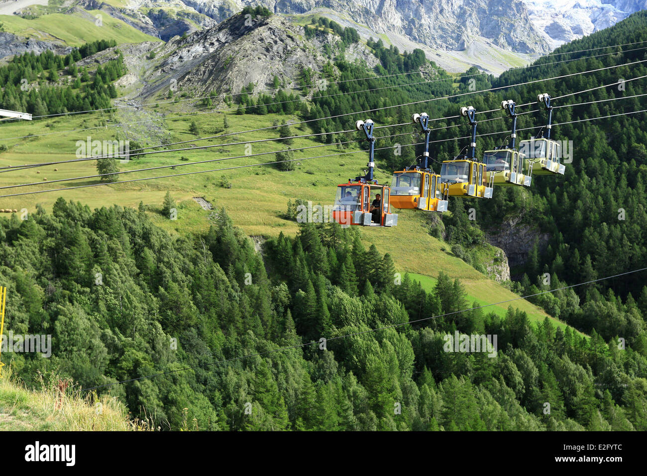 France Hautes Alpes Ecrins National Park La Grave cable car of the ...