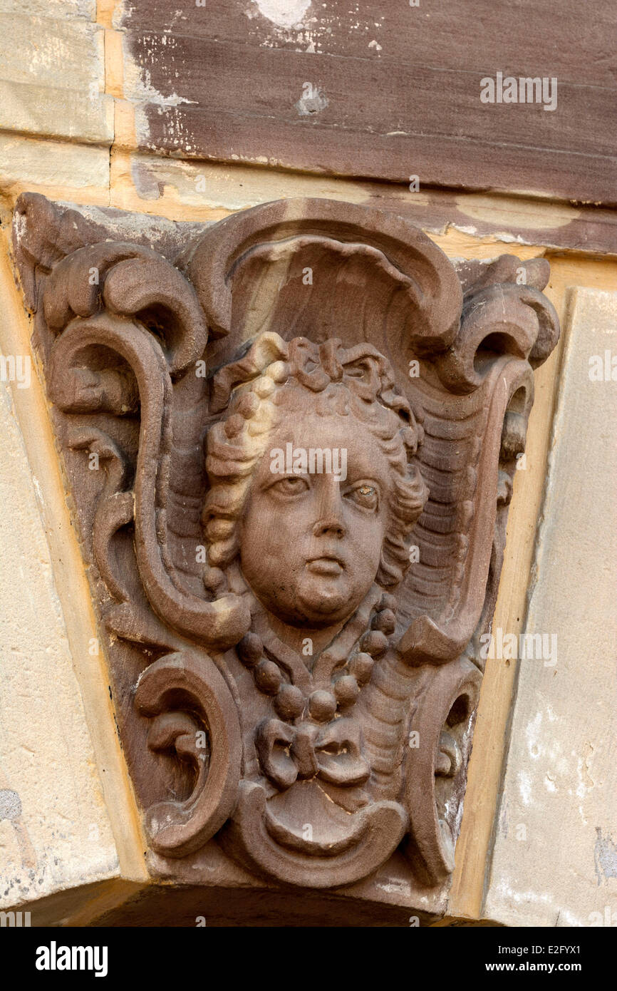 France Vosges Plombieres les Bains Bain Romain head sculpture on the ...