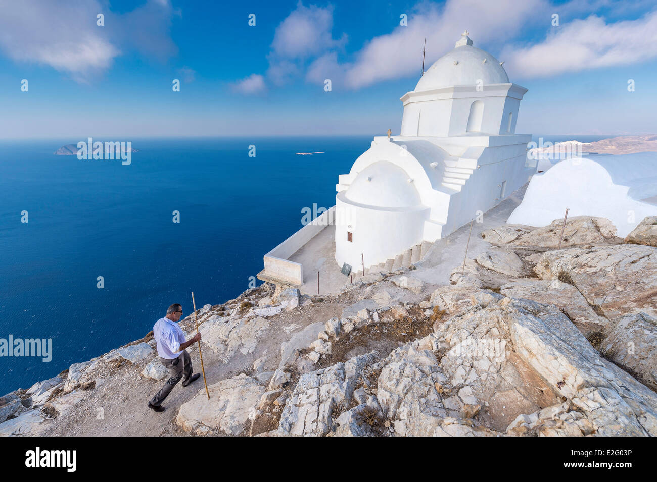 Greece Cyclades Islands Anafi Island the old Kalamiotissa Monastery ...